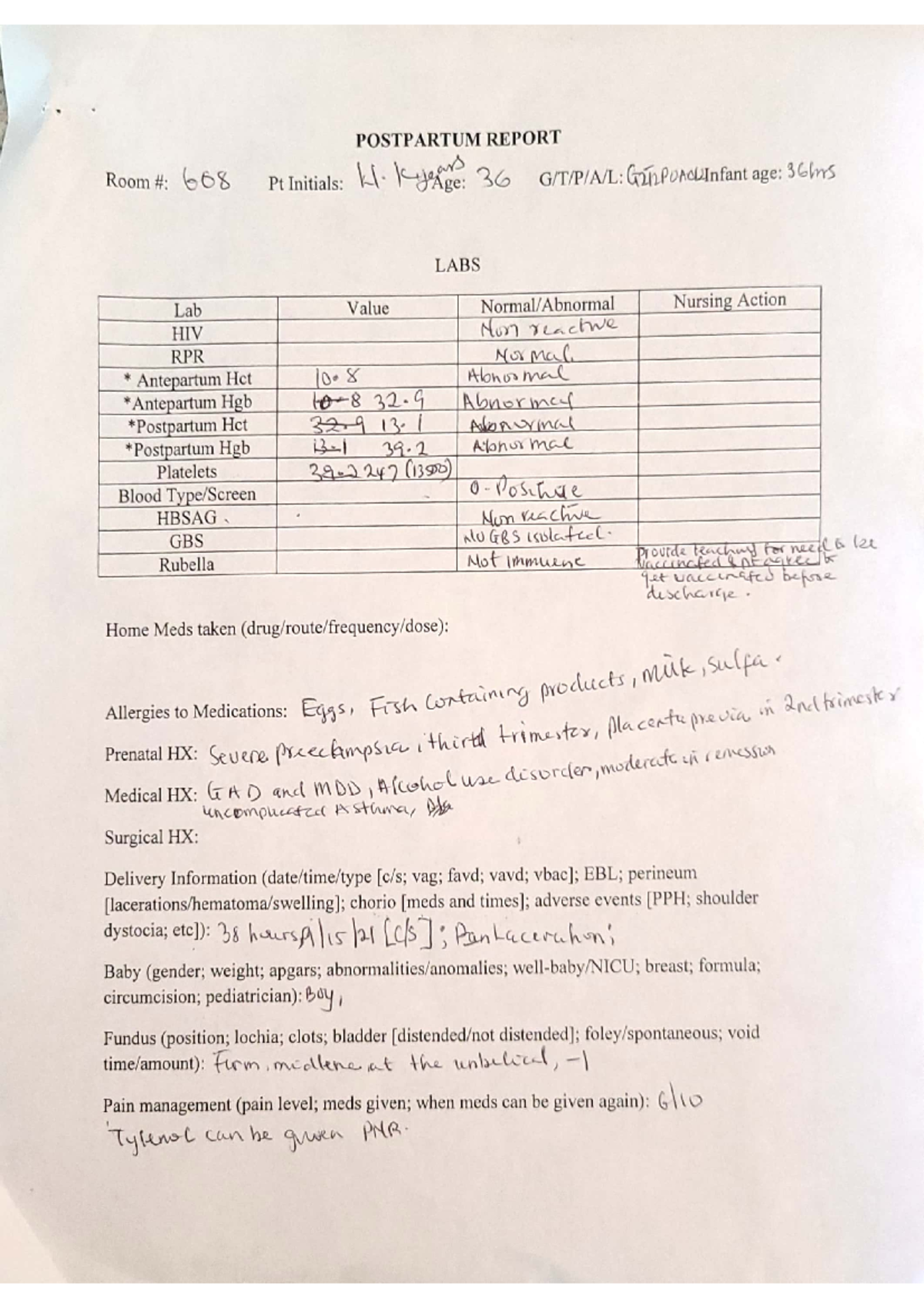 Postpartum Report A - helpful - Nurs 316-L - Studocu