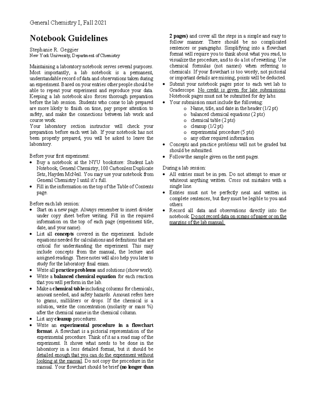 Notebook Guidelines - dddd - General Chemistry I, Fall 2021 Notebook ...