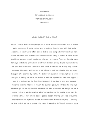 NASW - notes - NASW Code of ethics is the principle of all social ...