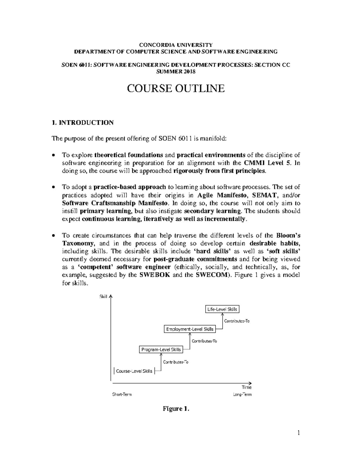Course outline - Lecture notes 1 - CONCORDIA UNIVERSITY DEPARTMENT OF ...