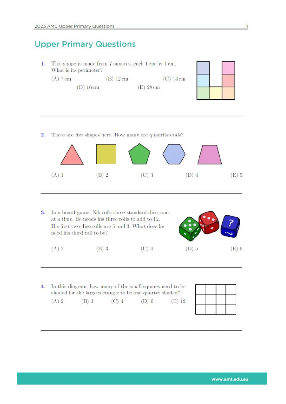 2023 AMC paper UP OMR - AMC - 2023 AMC Upper Primary Questions 11 Upper ...