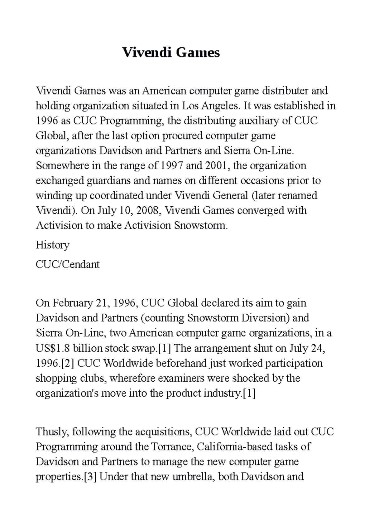 Vivendi Games - Sathyaseelan - Vivendi Games Vivendi Games was an ...