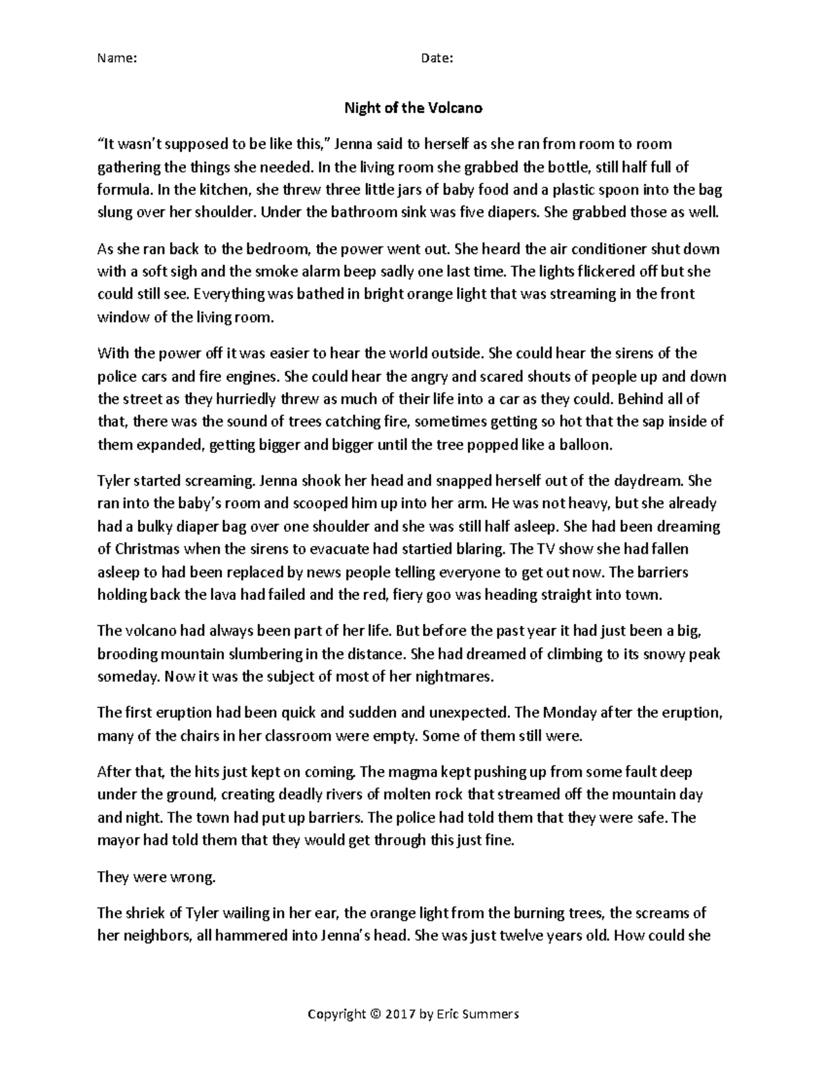 Joeko-Vic Dave Cariaga - Nightofthe Volcano Reading Comprehension ...