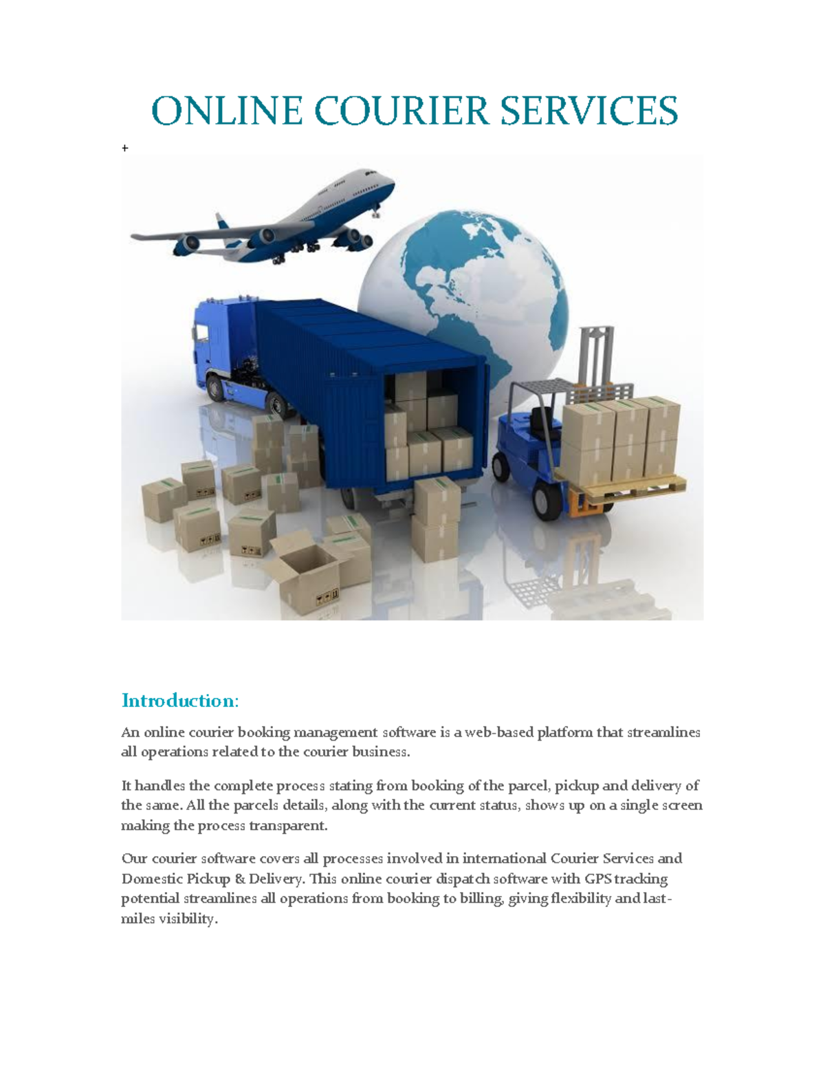 Online courier services - Introduction: An online courier booking ...