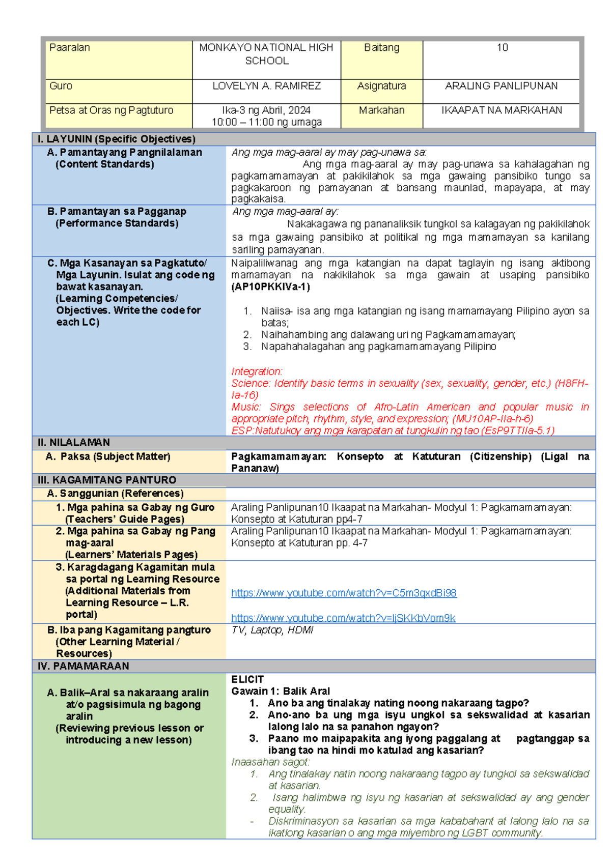Lesson Plan Q 4-Pagkamamamayan-Konsepto-at-Katuturan - Paaralan MONKAYO ...