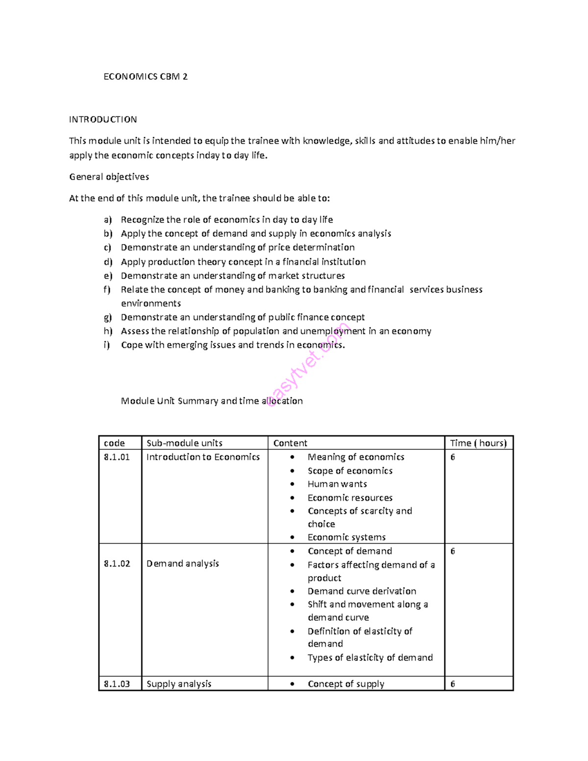 Economics - ECONOMICS CBM 2 INTRODUCTION This module unit is intended ...