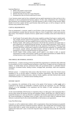 Module-6 - Additonal info - MODULE 6 OWNERSHIP AND ORGANIZATION ...