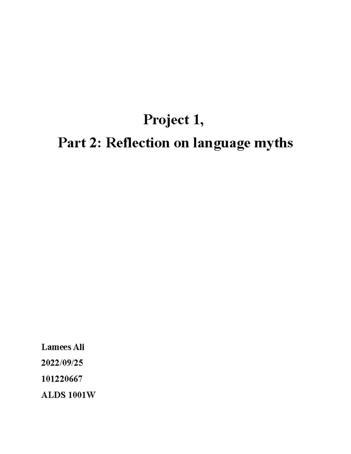 ALDS Agree OR Disagree - Project 1, Part 2: Reflection on language ...