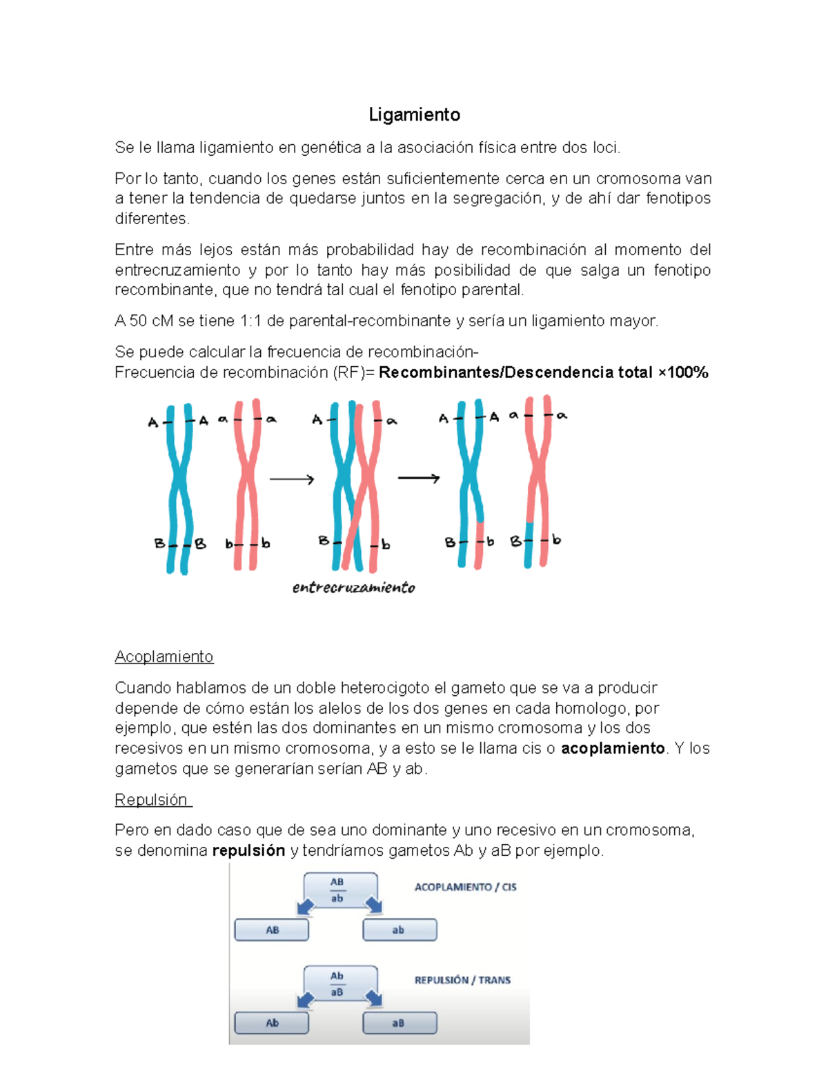 Ligamiento - Ligamiento Se le llama ligamiento en genética a la ...