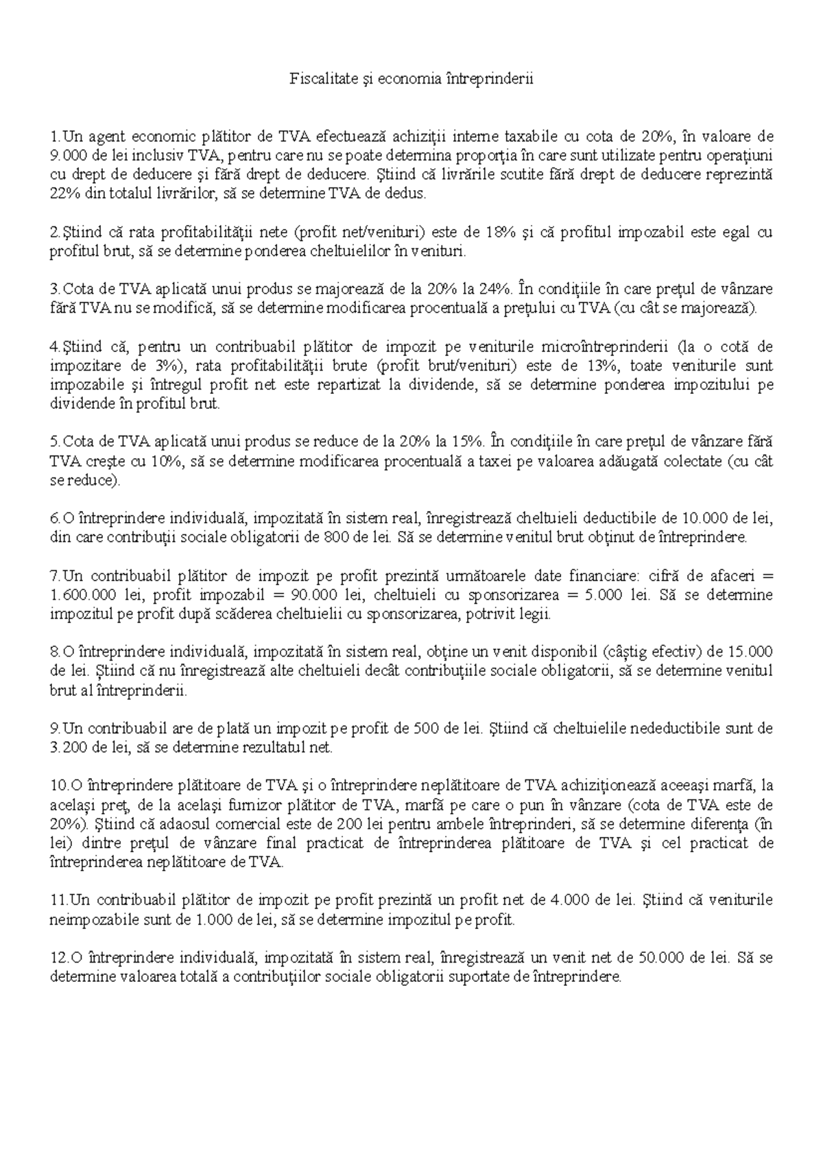 Fiscalitate si economia intreprinderii - Fiscalitate şi economia ...