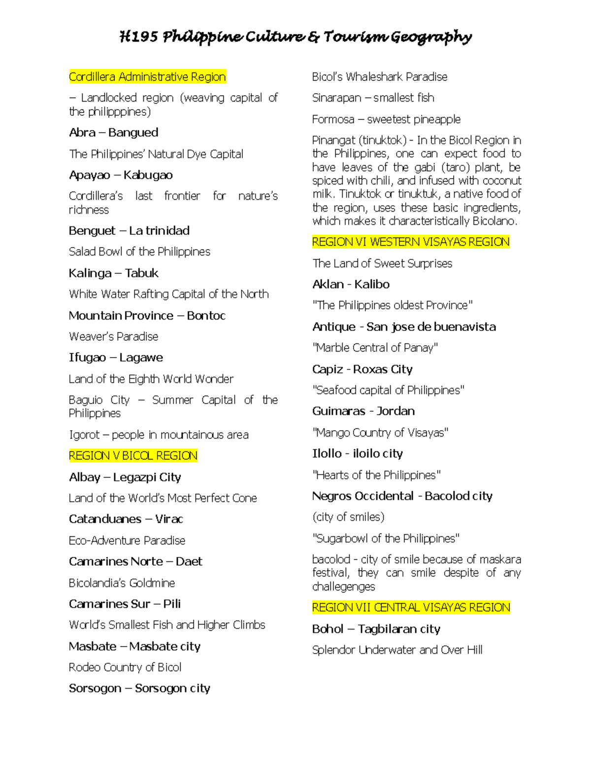 Midterm - H195 Philippine Culture & Tourism Geography Cordillera ...