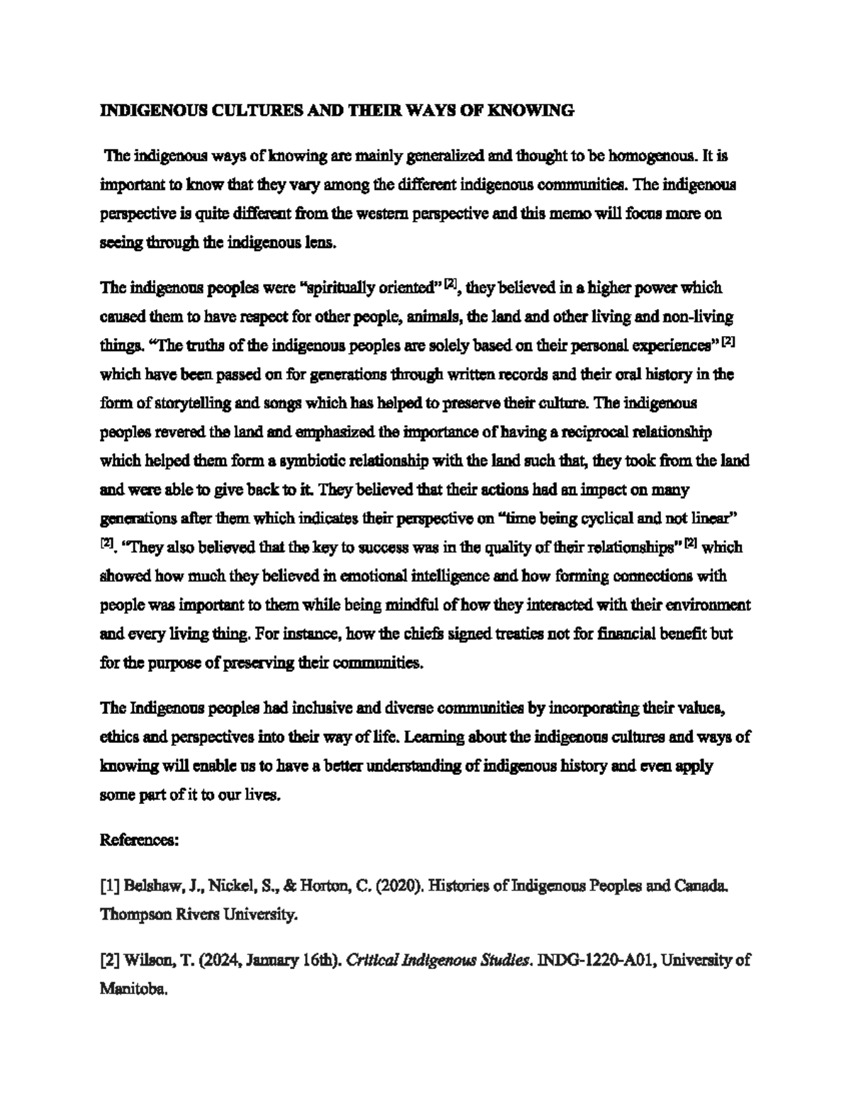 MEMO1 - Indigenous peoples and their ways of knowing - INDIGENOUS ...