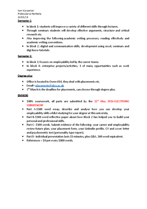 Assessment part a - Teacher Archan Mehta. - Sam Carpenter BM Essay Plan ...