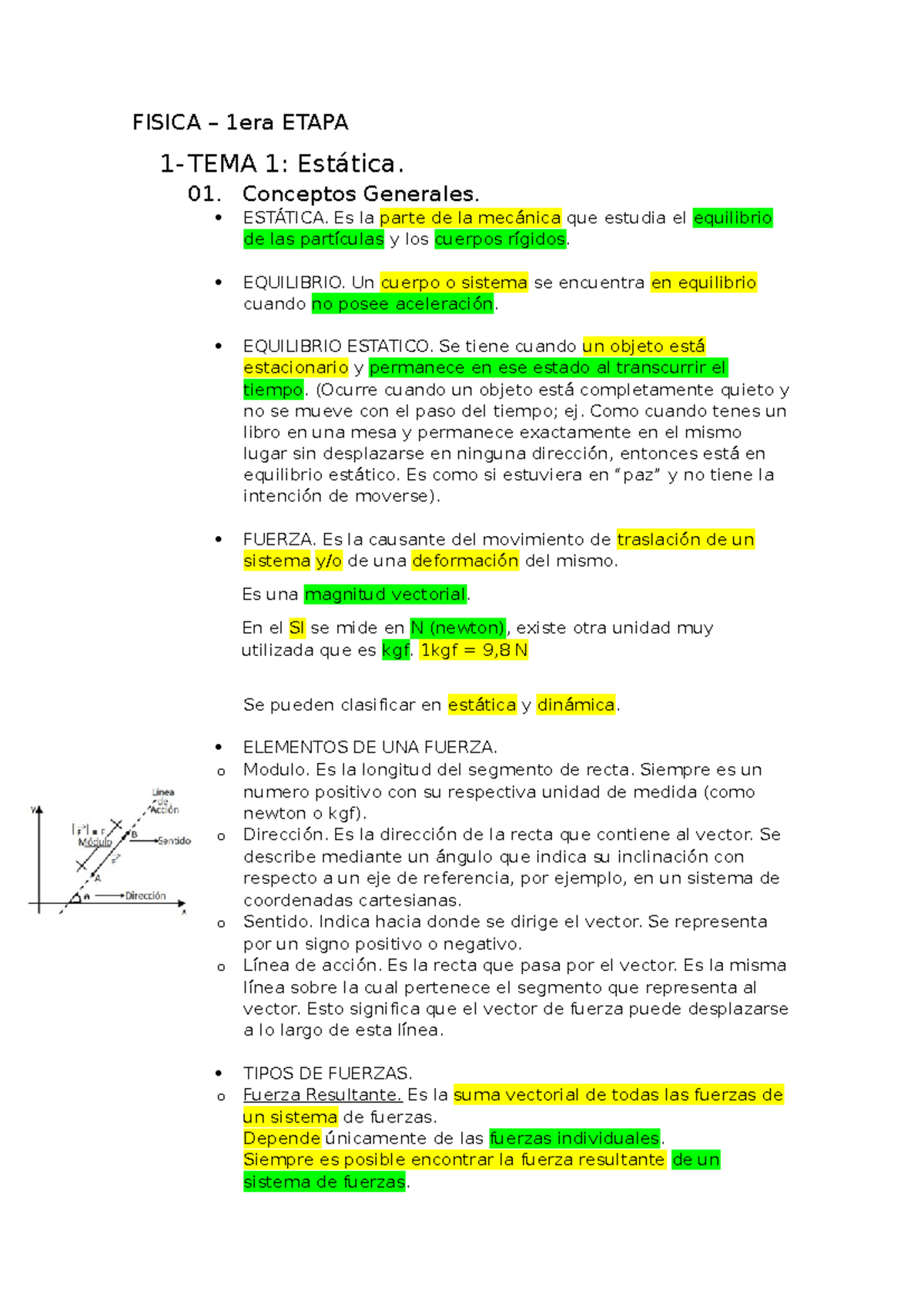 Fisica teoria - FISICA – 1era ETAPA 1- TEMA 1: Estática. 01. Conceptos ...