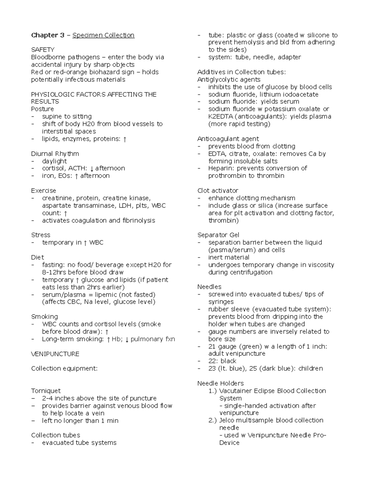 Chapter 3 – Specimen Collection - Chapter 3 – Specimen Collection ...