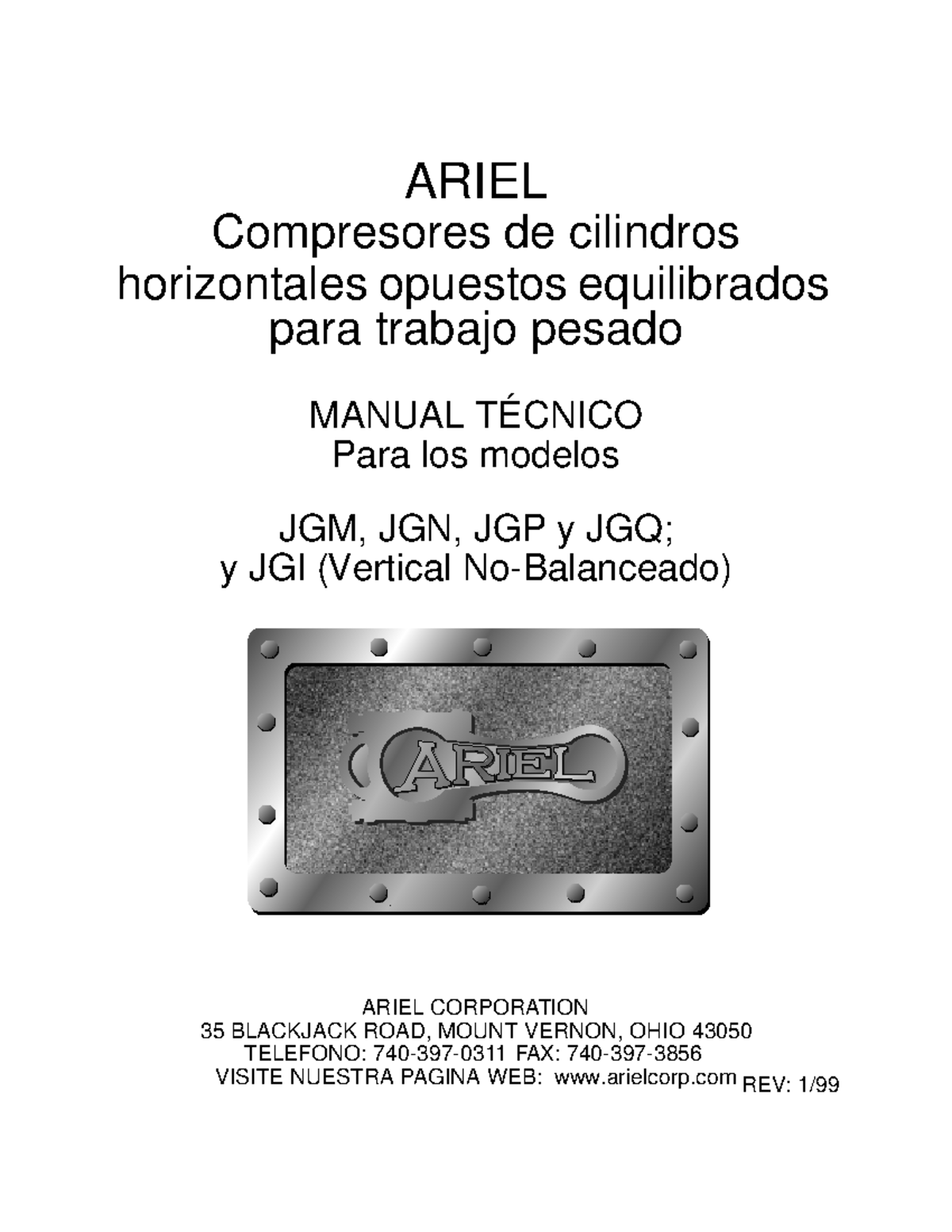 Manual Ariel JGP - ARIEL Compresores de cilindros horizontales opuestos ...