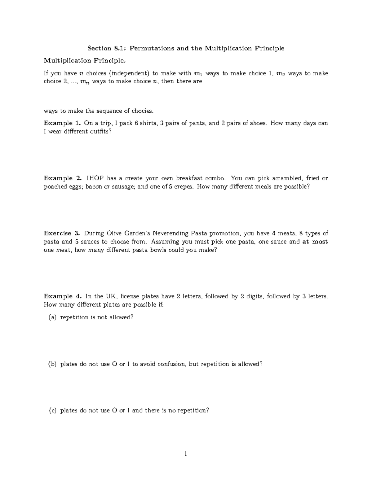 Sec8 1 - Math problem and note. - Section 8: Permutations and the ...