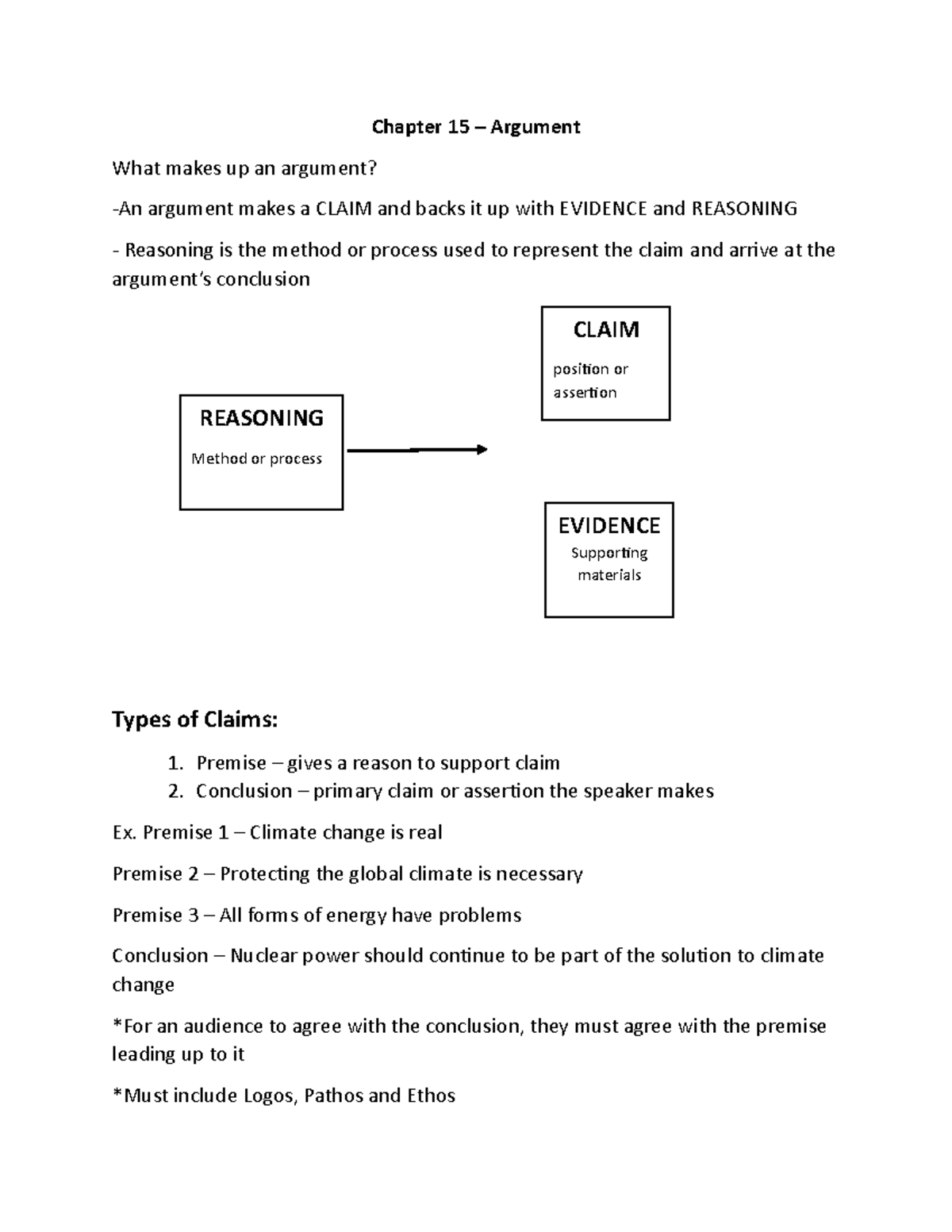 Chapter 15 Notes from class - Chapter 15 – Argument What makes up an ...