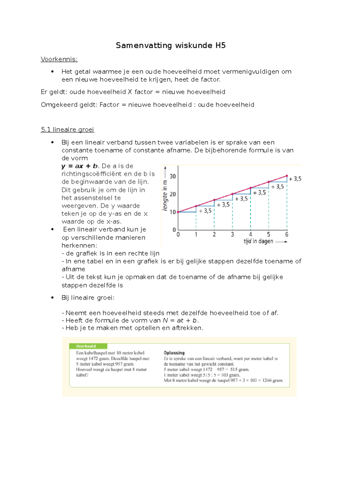 Samenvatting H5 (periode 3) - Samenvatting wiskunde H Voorkennis: Het getal waarmee je een oude ...