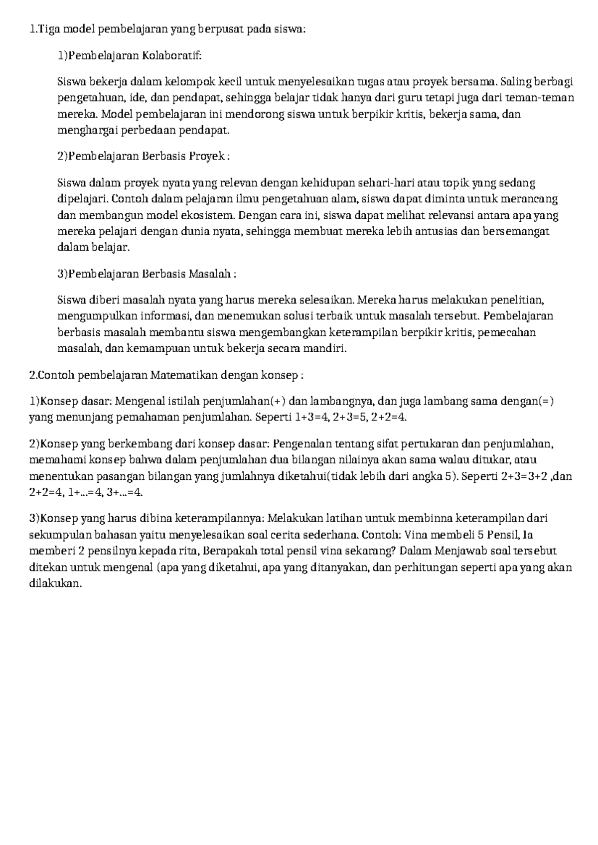 Sesi 1 - okke - 1 model pembelajaran yang berpusat pada siswa: 1)Pembelajaran Kolaboratif: Siswa ...