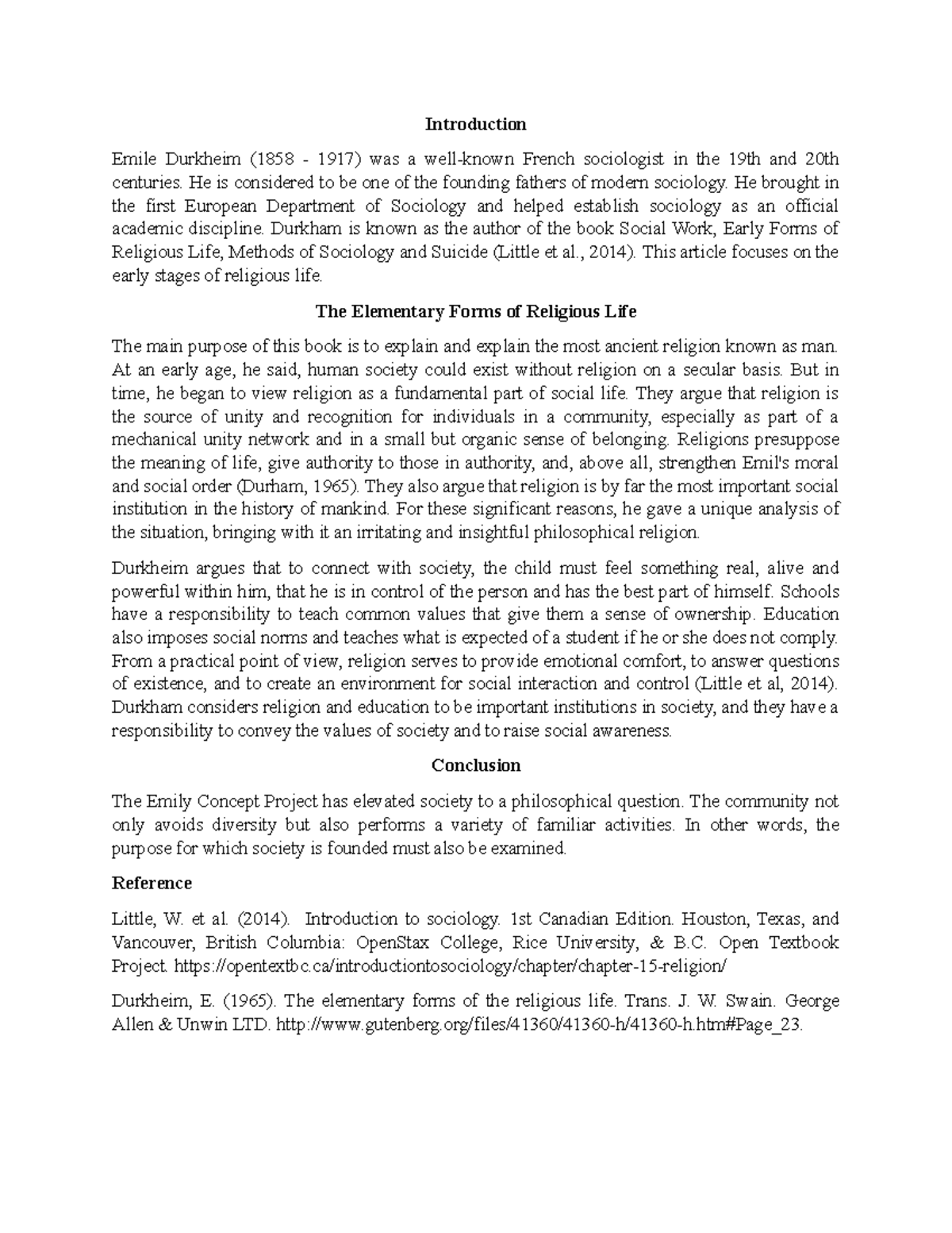 Learning Journal unit 6 Emile Durkheim (1858 - 1917) was a well-known ...