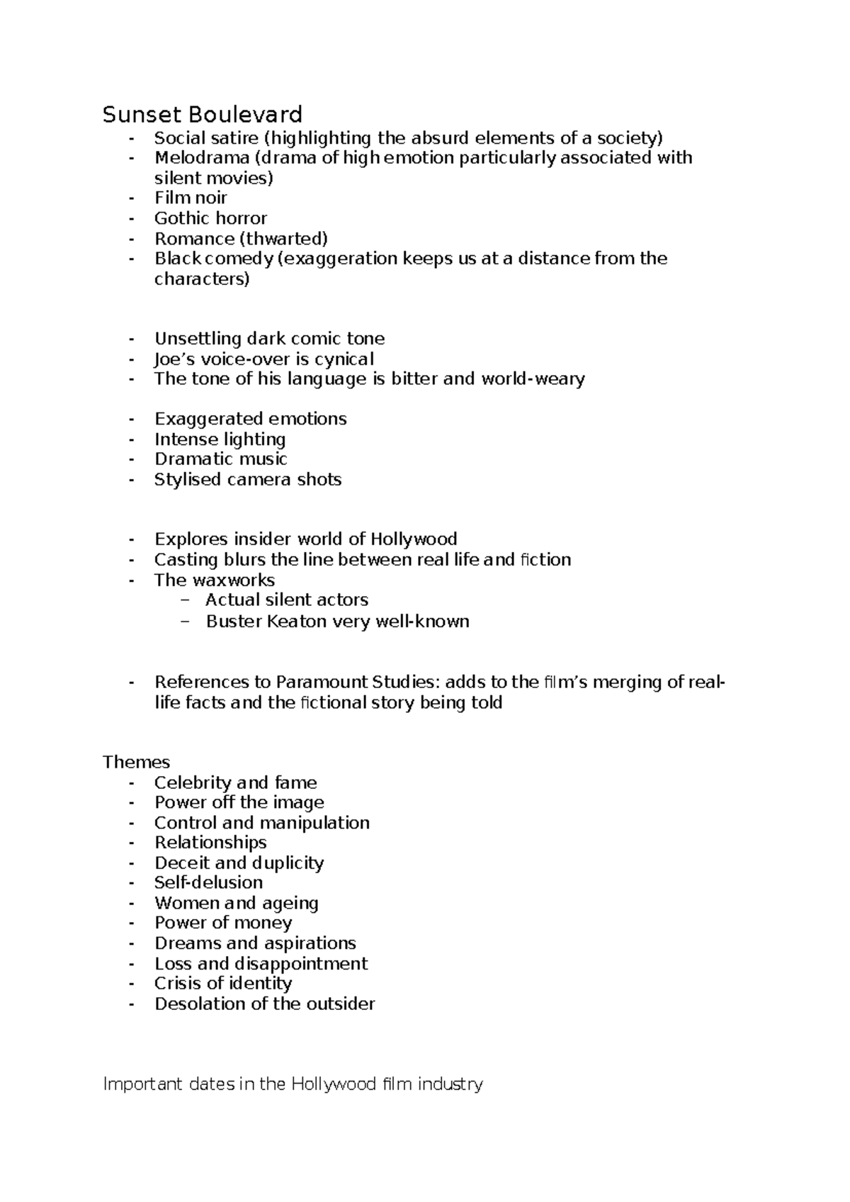 Acmi sunset boulevard notes - Sunset Boulevard Social satire ...