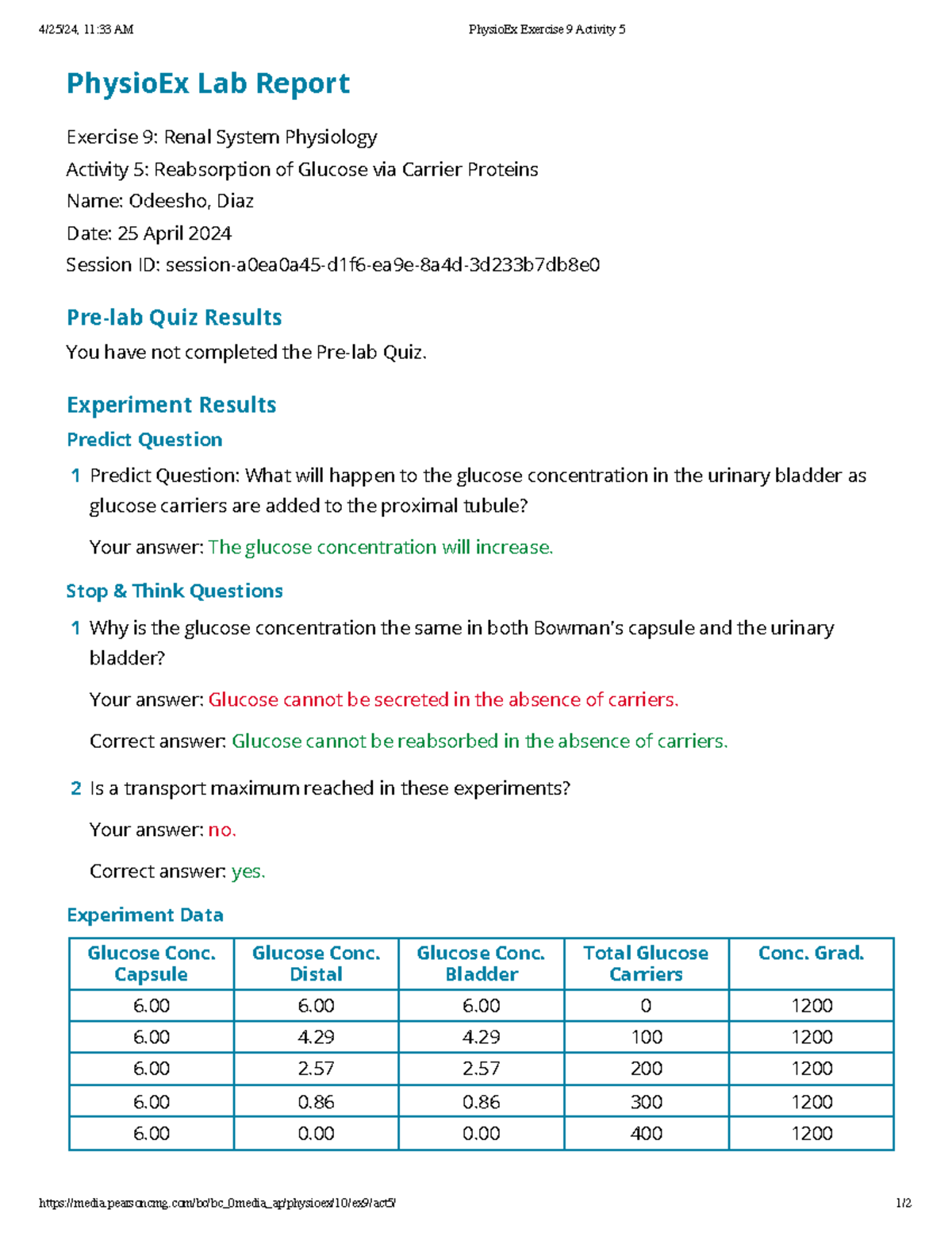 Physio Ex Exercise 9 Activity 5 - PhysioEx Lab Report Exercise 9 ...