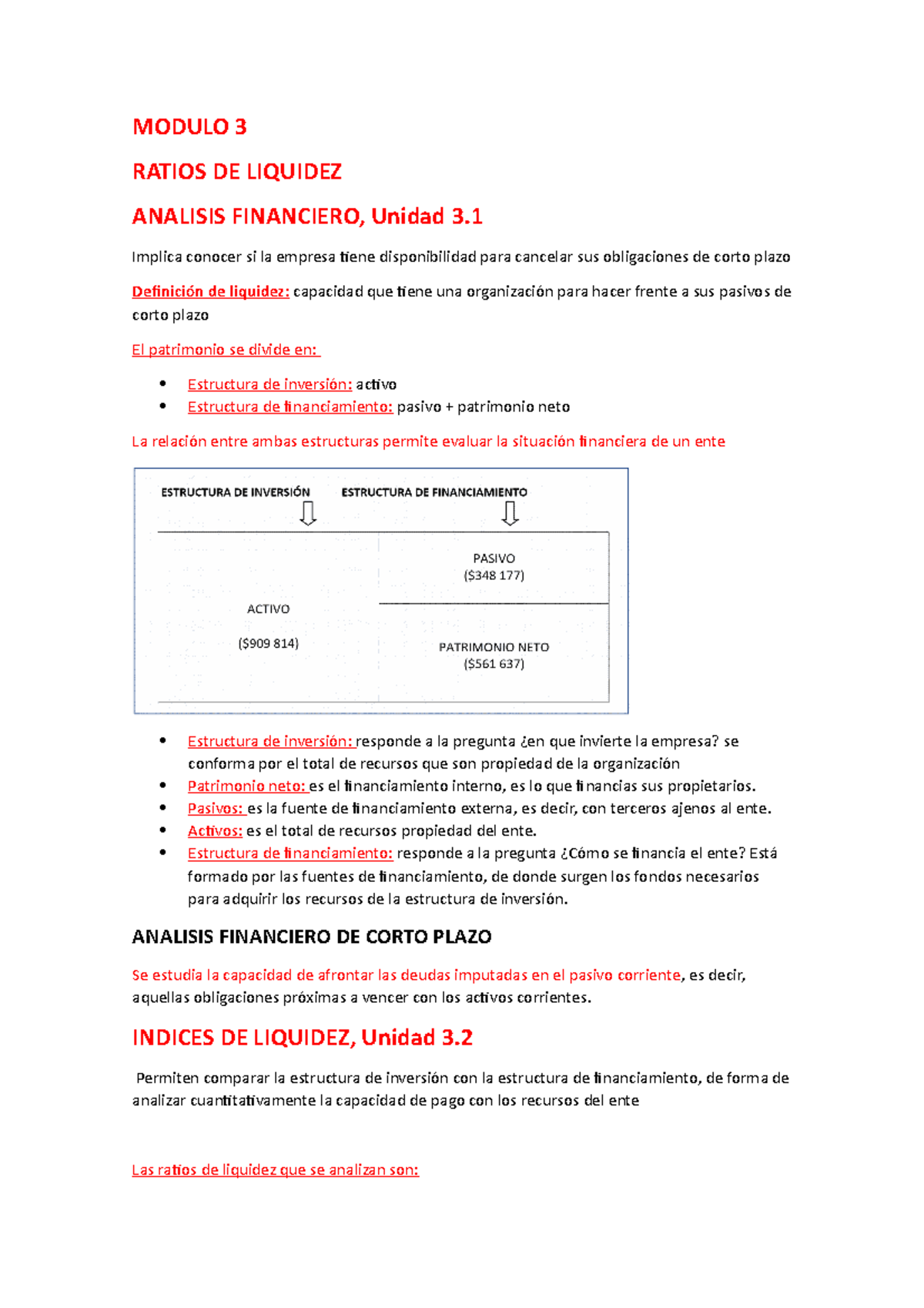 Resumen de Contabilidad Modulo 3 y 4 - MODULO 3 RATIOS DE LIQUIDEZ ANALISIS FINANCIERO, Unidad 3 ...