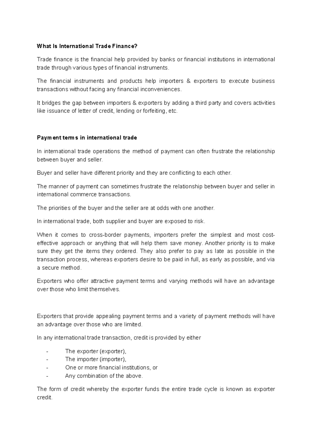 What Is International Trade Finance - The financial instruments and ...