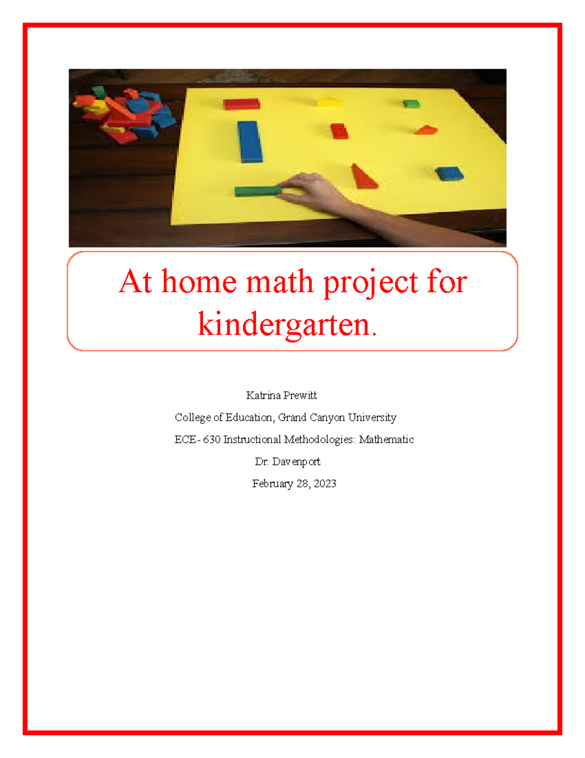 Math project - course work - Katrina Prewitt College of Education ...