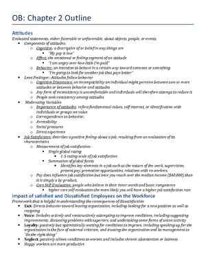 Organizational Behavior outline 1 - Organizational Behavior: Chapter 1 ...