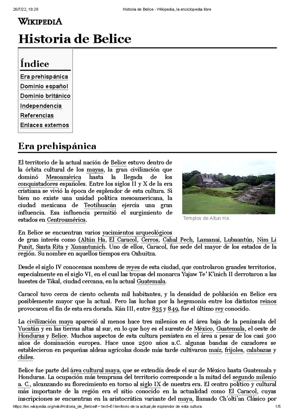 Historia de Belice - Wikipedia, la enciclopedia libre - Templos de ...