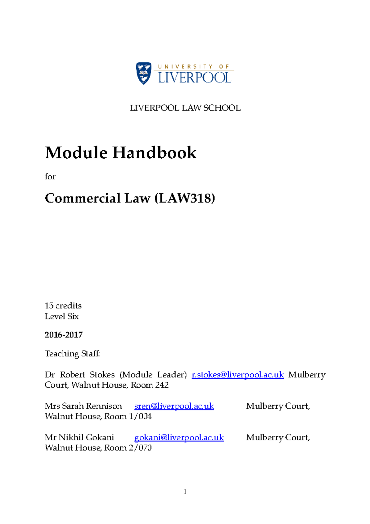 Liverpool Law School Commercial Law Module Handbook - Studocu