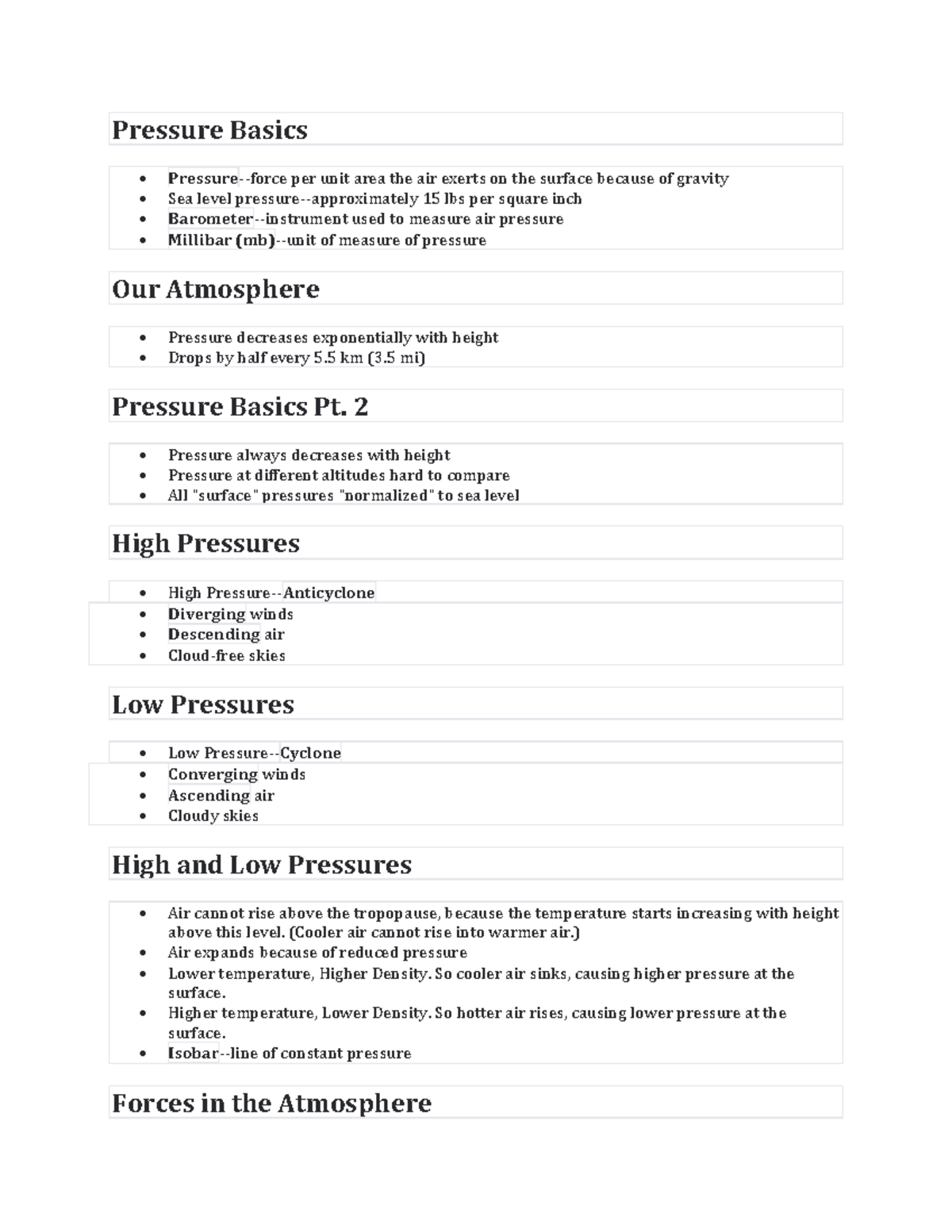 Air Pressure and Wind - Pressure Basics Pressure -force per unit area ...