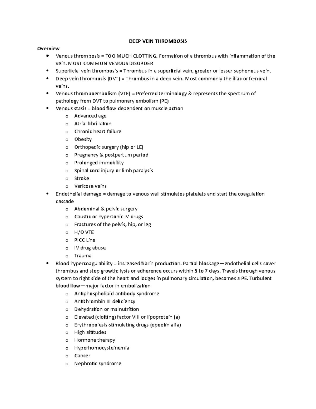 DEEP VEIN Thrombosis - nursing - DEEP VEIN THROMBOSIS Overview Venous ...