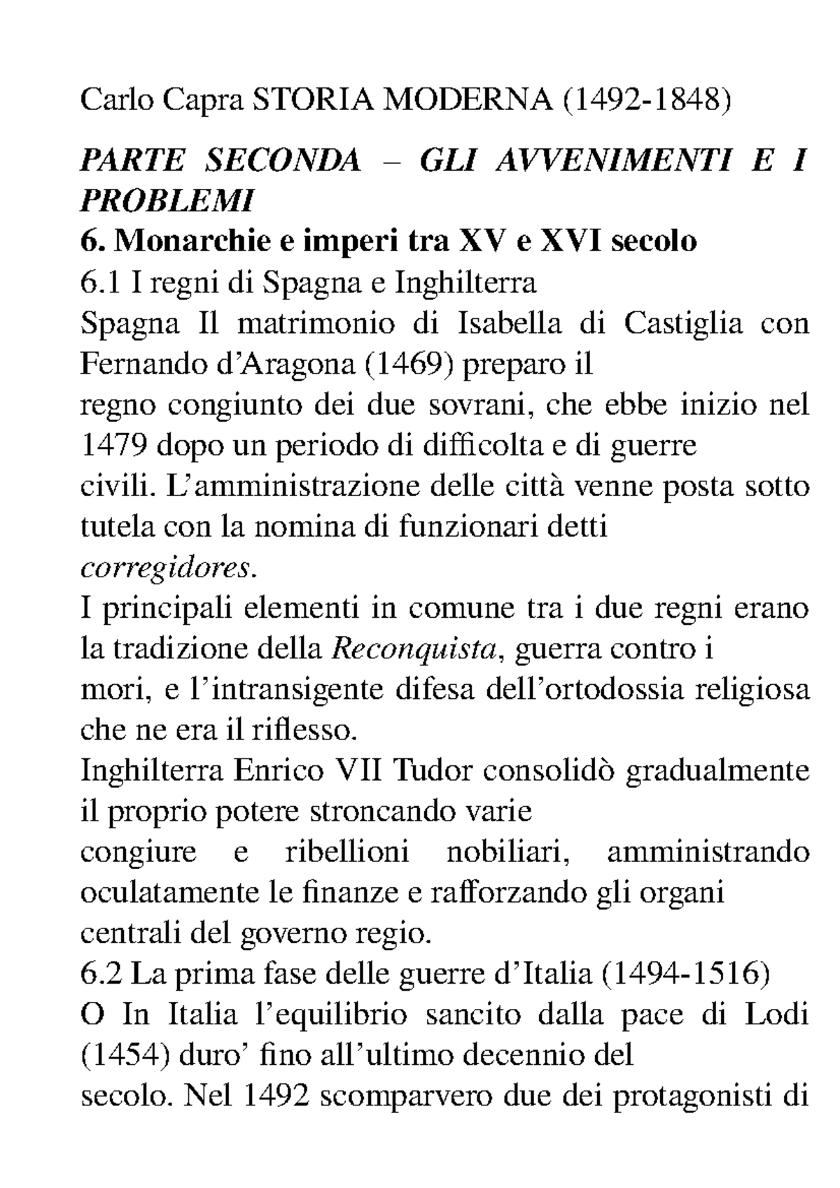 Storia moderna capra - Carlo Capra STORIA MODERNA (1492-1848) PARTE ...