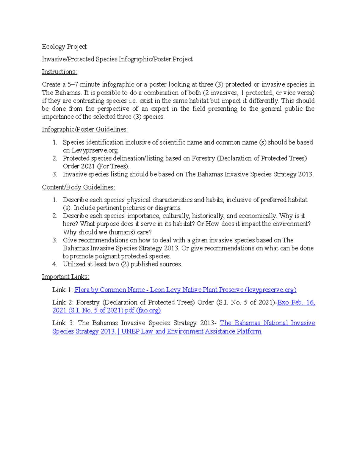 BIOL 216 Class Project - Ecology Project Invasive/Protected Species ...