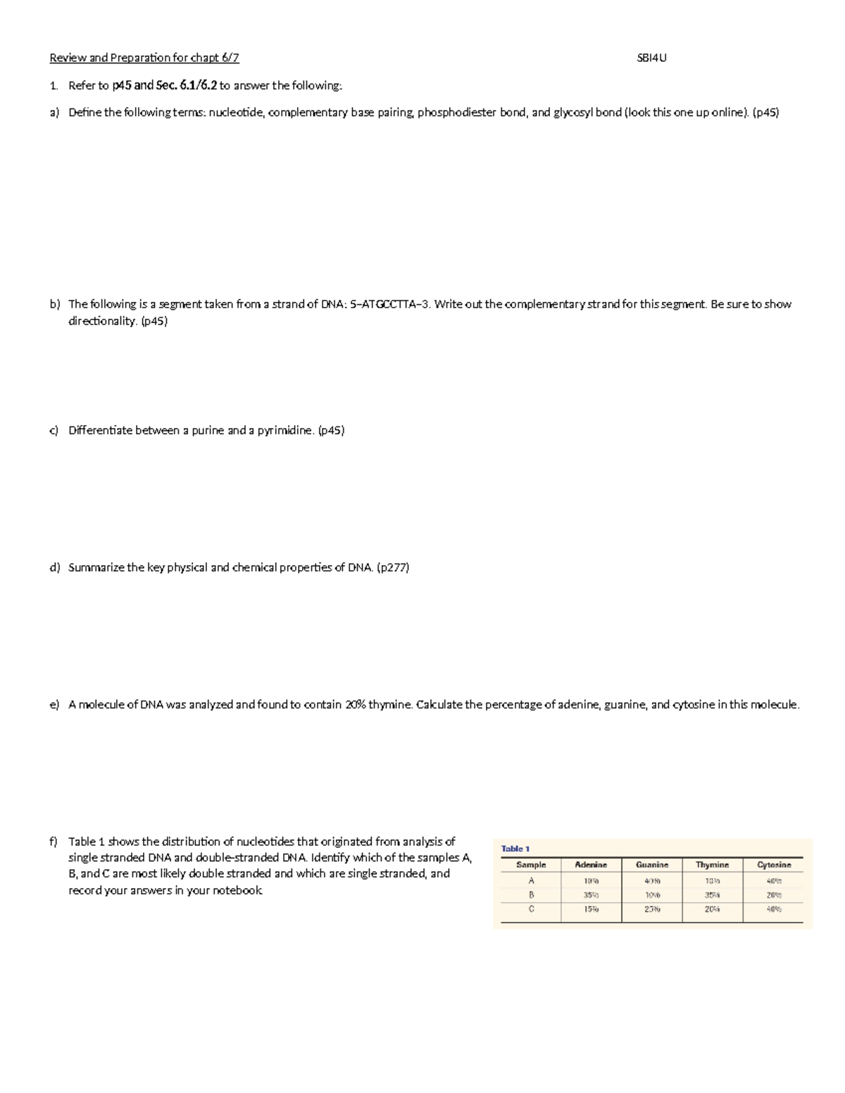Day 1 Intro Chapter 6 Questions 4 - Review and Preparation for chapt 6/ ...