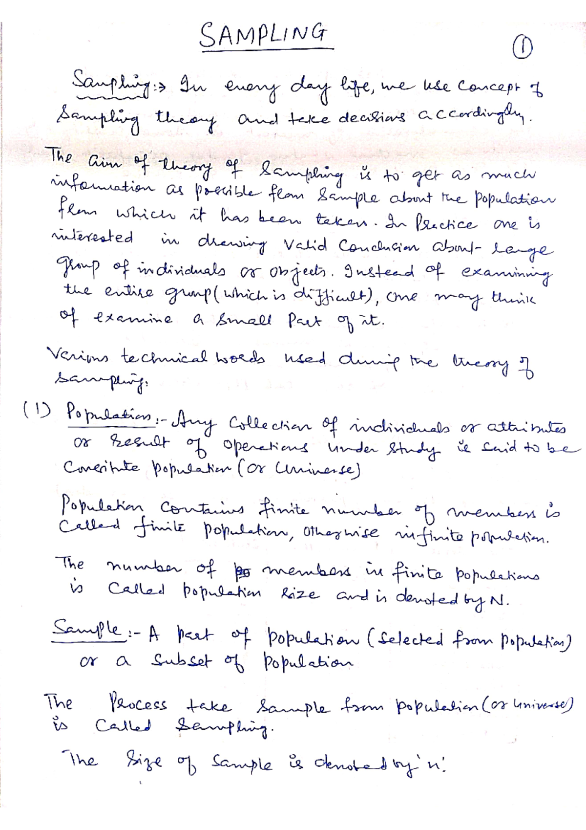 Sampling Part-1 Maths-3 - SAMPLING I Sampling In every day life, we use ...