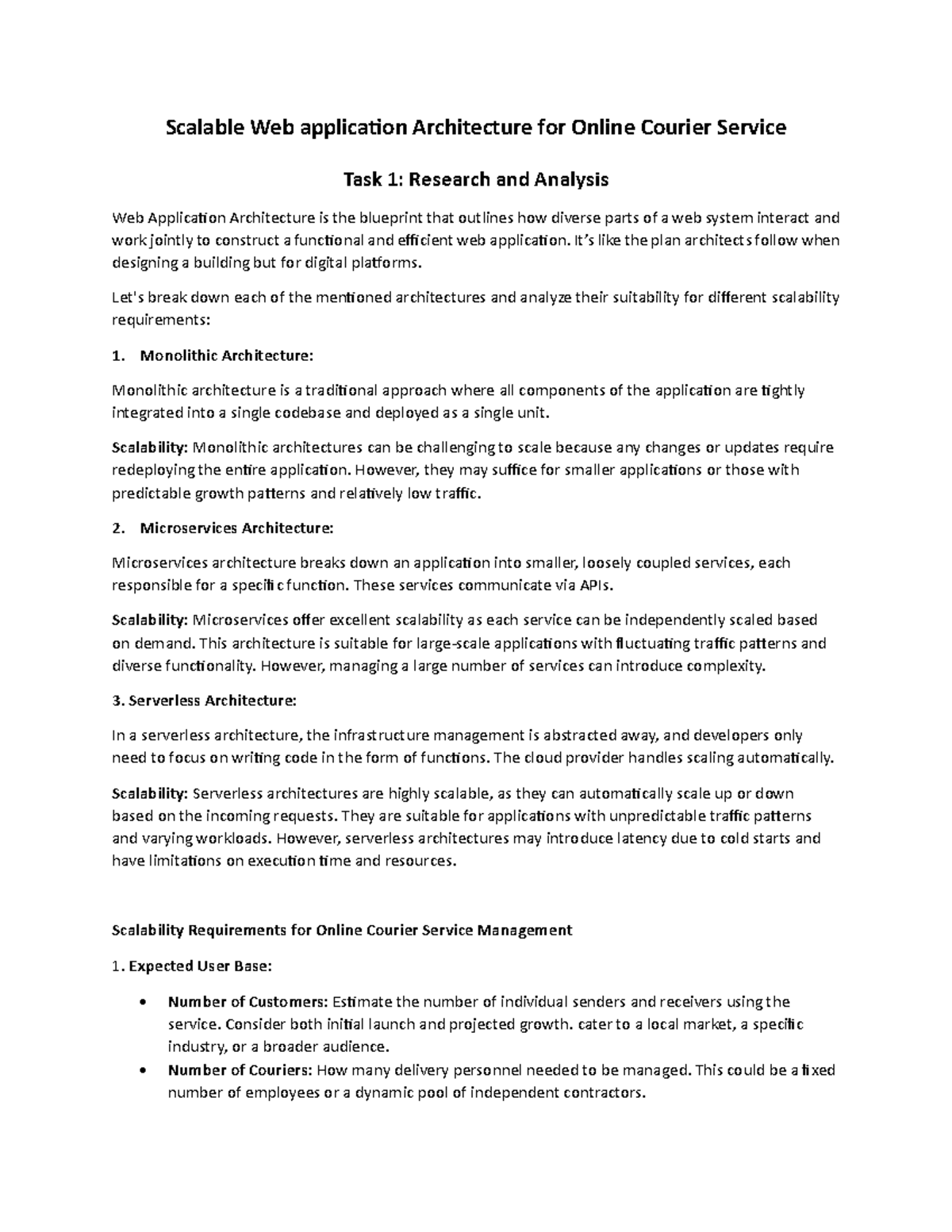 Scalable Web Application Management Scalable Web Application Architecture For Online Courier