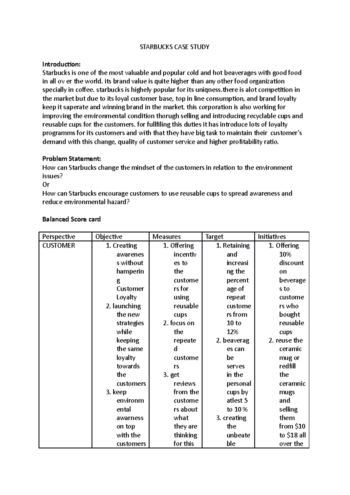 Starbucks CASE Study - yogi solanki - STARBUCKS CASE STUDY Introduction ...