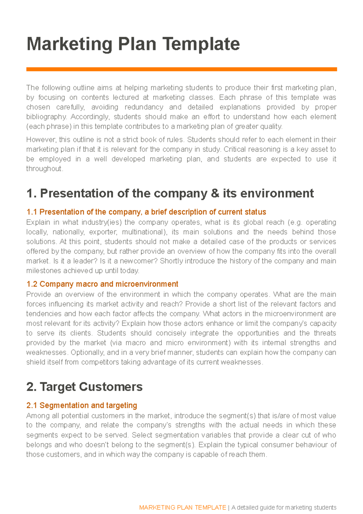 Marketing Plan Template - MARKETING PLAN TEMPLATE | A detailed guide ...