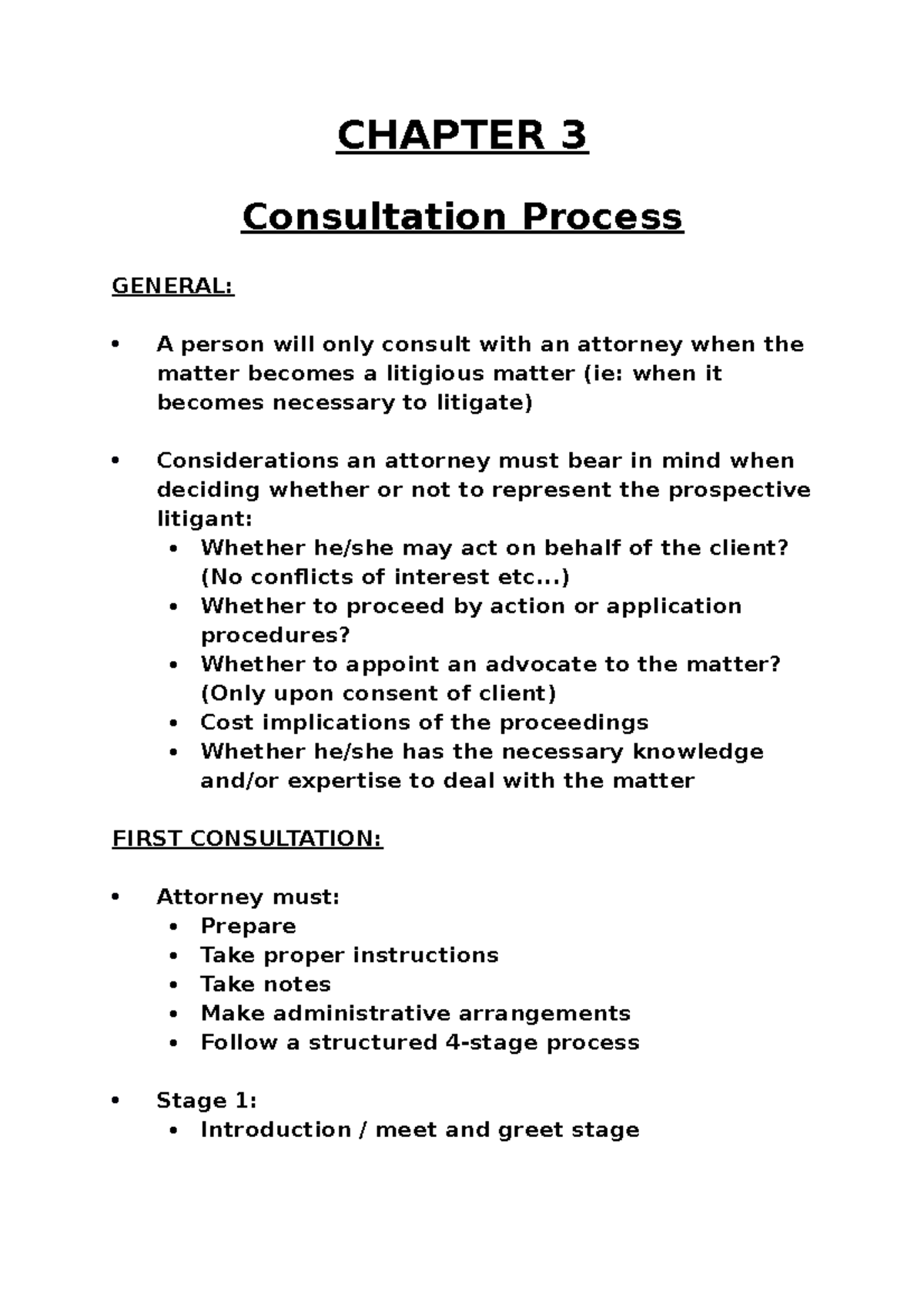 Chapter 3 - CHAPTER 3 Consultation Process GENERAL: A person will only ...