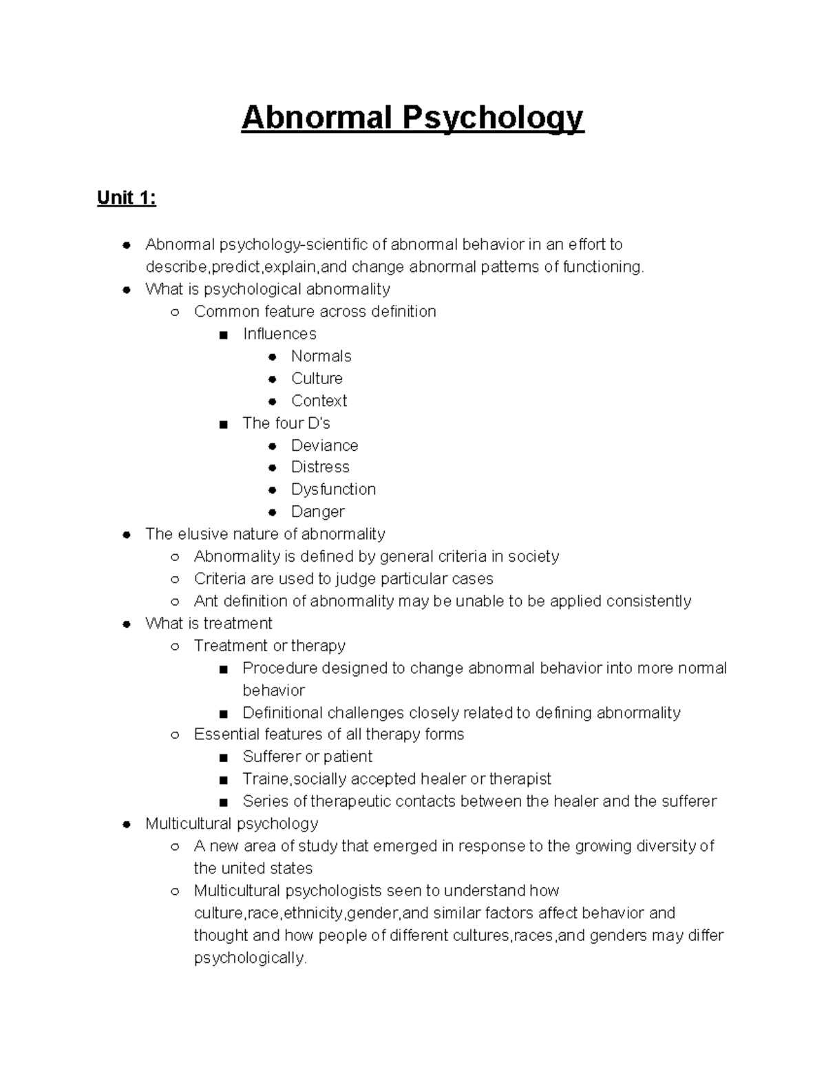 Abnormal psychology - Michael Vriesman - Abnormal Psychology Unit 1 ...