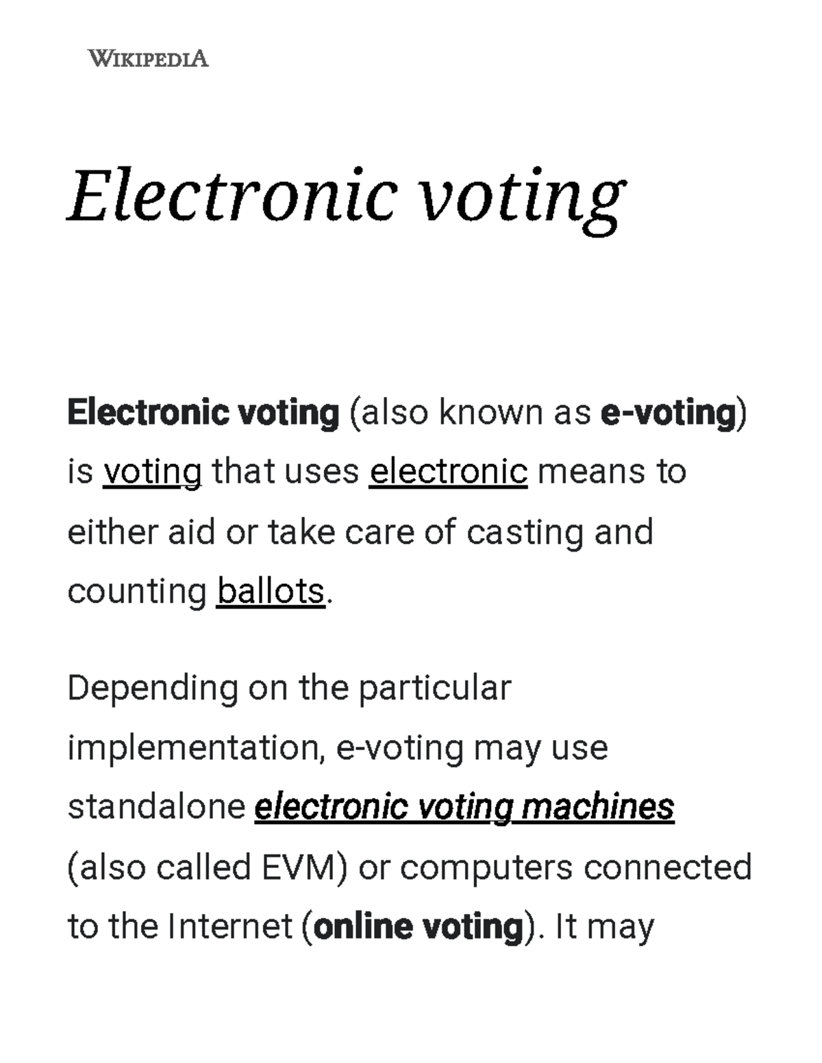 Electronic voting - Wikipedia - Electronic voting Electronic voting ...