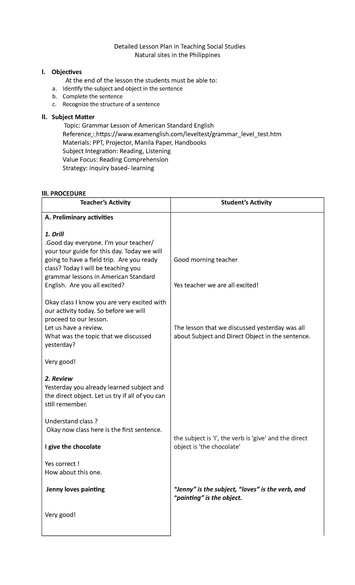 Detailed Lesson Plan - Wala lang char char ra - Detailed Lesson Plan in ...