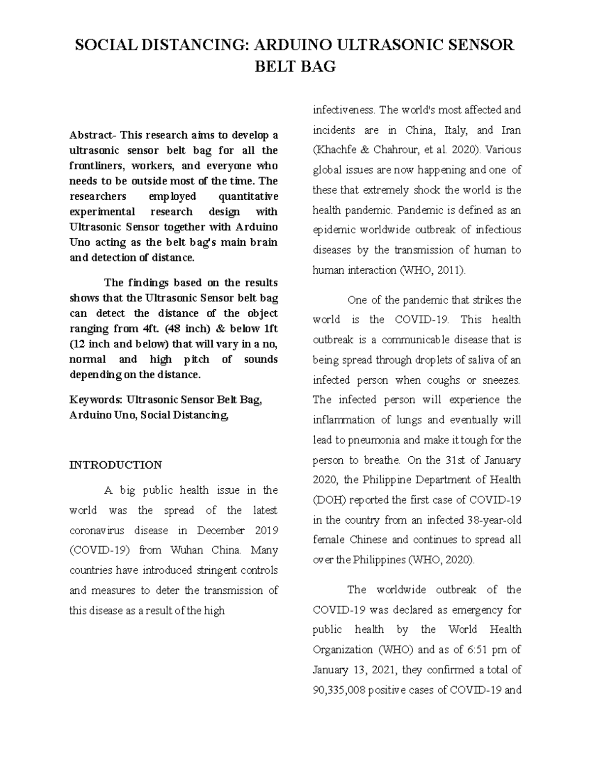 STEM_CAPSTONE_GRADE 12 - SOCIAL DISTANCING: ARDUINO ULTRASONIC SENSOR ...