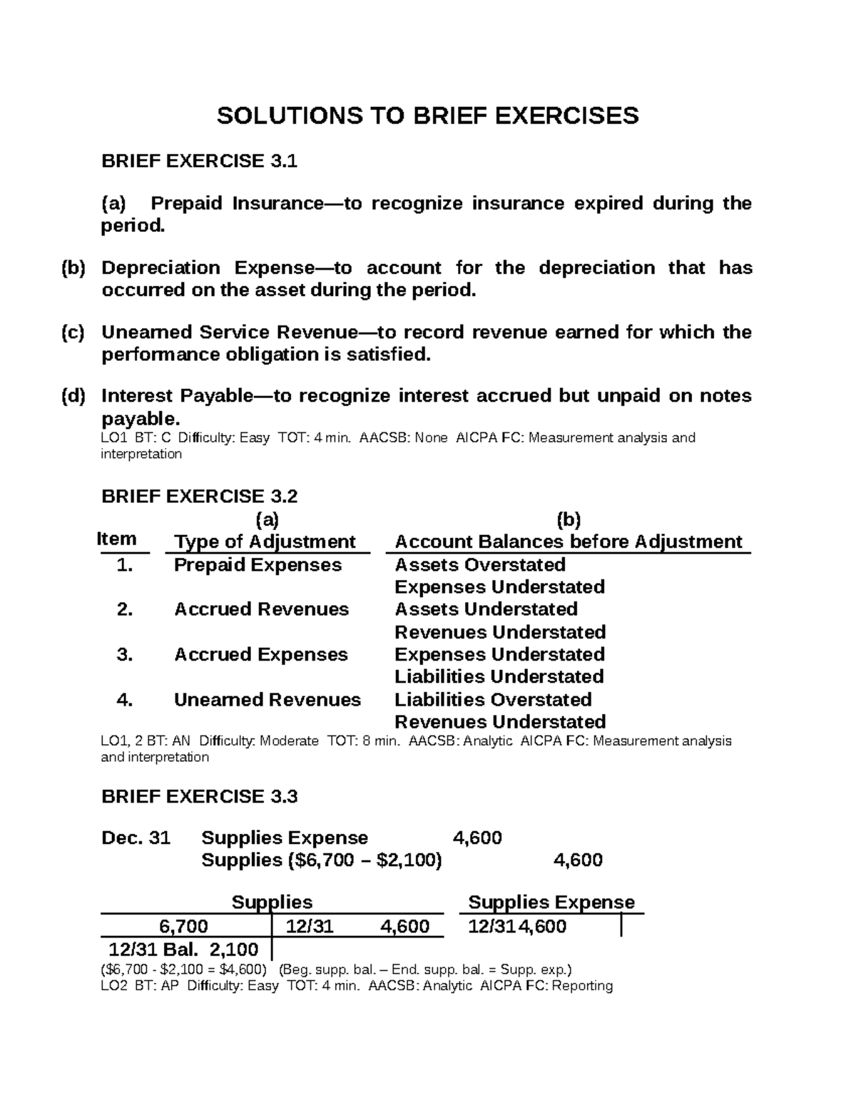 Brief Exercises Chapter 3 Solutions - SOLUTIONS TO BRIEF EXERCISES ...