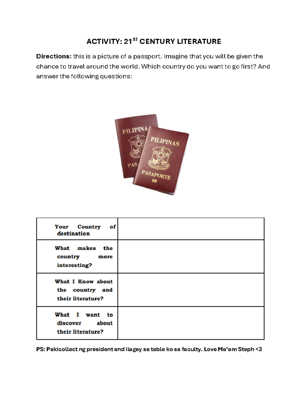 Directions this is a picture of a passport - Basic Education in Science ...
