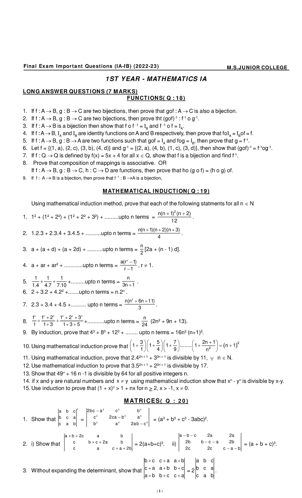 Maths IA-IB - Iylts good - 1ST YEAR - MATHEMATICS IA LONG ANSWER ...